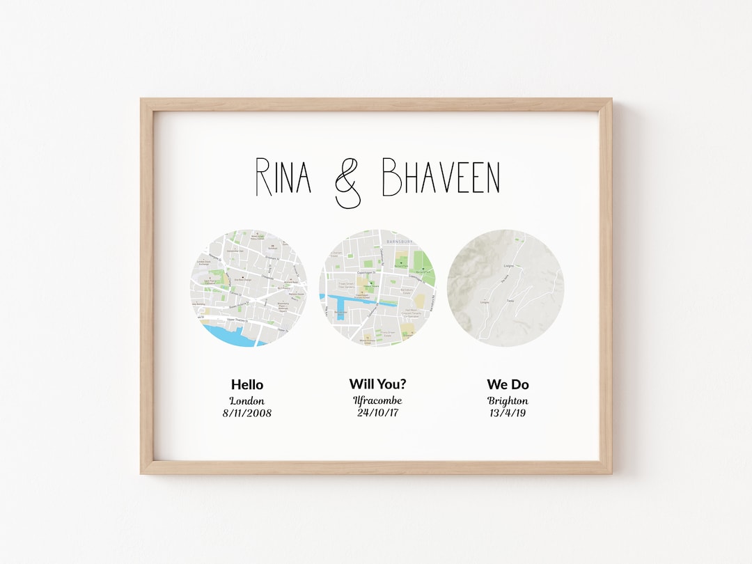 Personalised Couples Travel Map, Where We Met Home Decor, Custom City ...