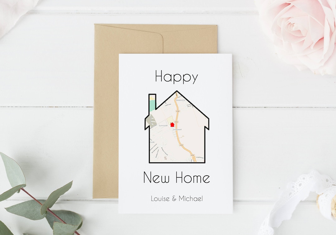 House Warming Card, Personalised Housewarming Card, Cartography Gift ...