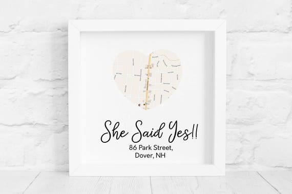 Engagement Map Print Engagement Map Gift Engagement Map | Etsy