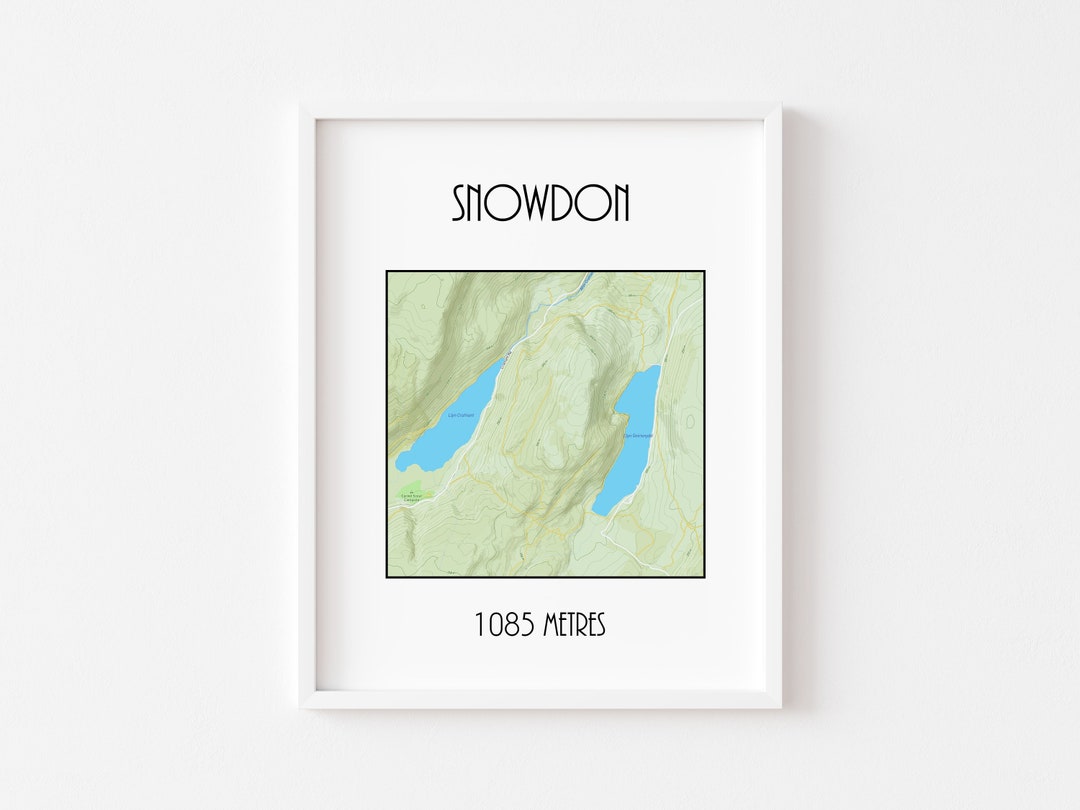 Snowdonia Print, Snowdonia Map, Topographic Map of the Snowdon, Contour ...