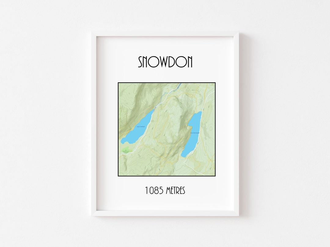 Snowdonia Map, Topographic Map of Snowdon Print, Gift for Walkers ...