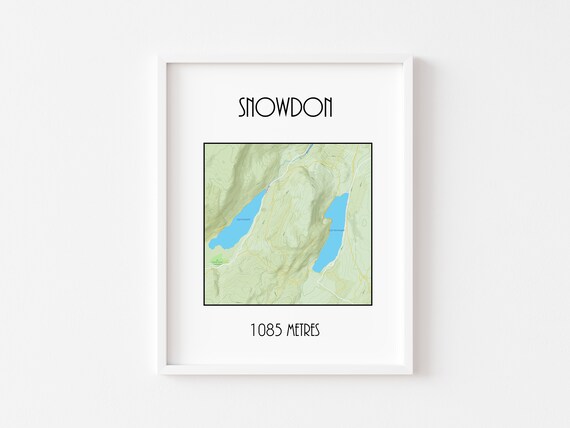 Snowdonia Map Topographic Map of Snowdon Print Gift for - Etsy