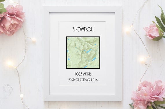 Snowdonia Map Topographic Map of Snowdon Print Gift for | Etsy UK