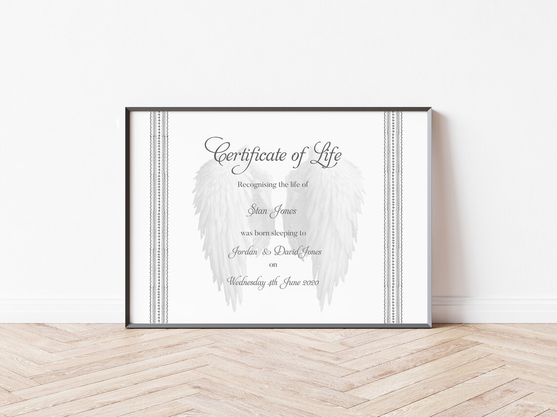 Certificate of Life Stillbirth Memorial Stillborn Memorial - Etsy