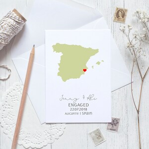 Heart Location Map Engagement Card Custom Engagement Card - Etsy