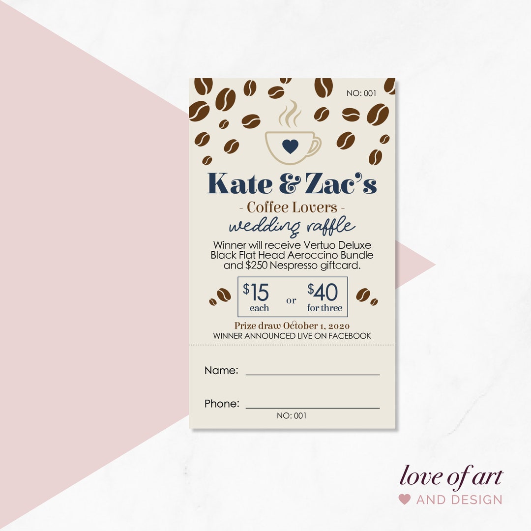 Coffee Raffle - Stag and Doe - Wedding Raffle - Custom Tickets ...