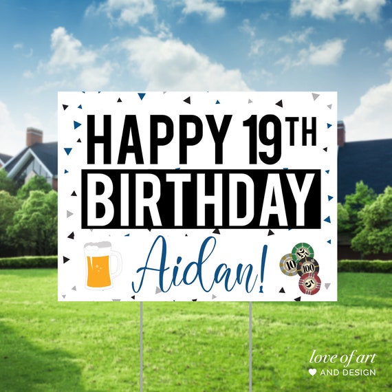 19th Birthday Sign Birthday Lawn Sign Yard Sign Drive by | Etsy