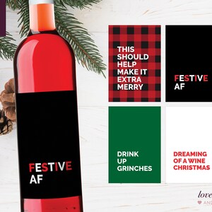 Christmas Wine Bottle Label - Funny Holiday Wine Label - Personalized ...