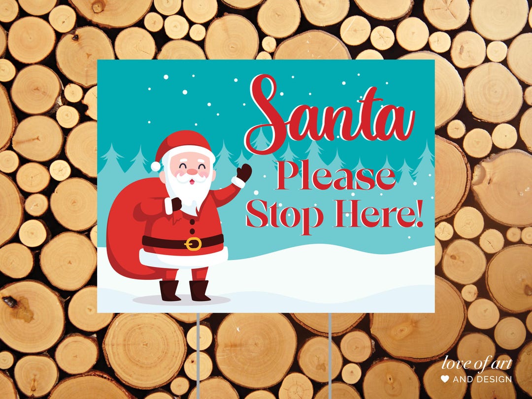 Santa, Please Stop Here! Christmas Lawn Sign - Santa Yard Decorations ...