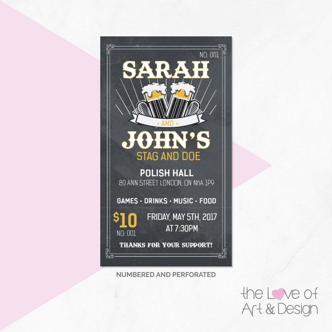 Jack and Jill Tickets - Buck and Doe - Stag and Doe Raffle Tickets ...