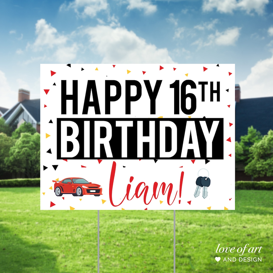 16th Birthday Sign - Milestone Birthday Decor - Lawn Sign - Yard Sign ...