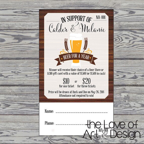 Beer Raffle Wedding Raffle Tickets Beer for a Year | Etsy