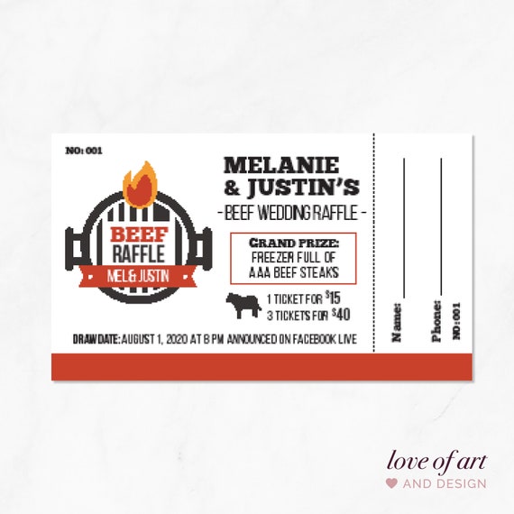 BBQ Smoker Raffle Wedding Raffle Tickets Freezer Beef | Etsy