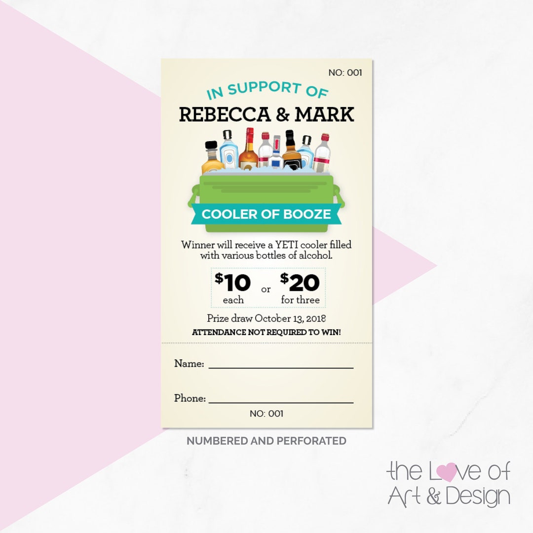 Cooler of Booze Raffle Tickets - Cooler Raffle - Booze Raffle - Wedding ...