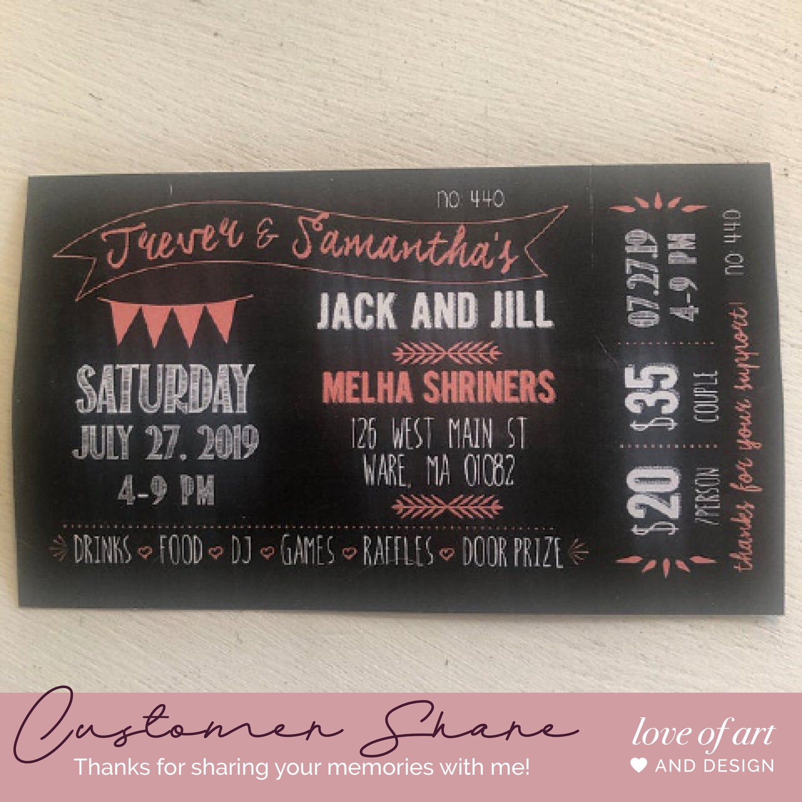 Jack and Jill Tickets - Buck and Doe - Stag and Doe Raffle Tickets ...