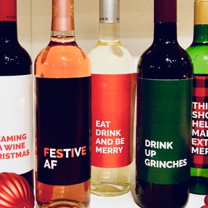 Christmas Wine Bottle Label - Funny Holiday Wine Label - Personalized ...