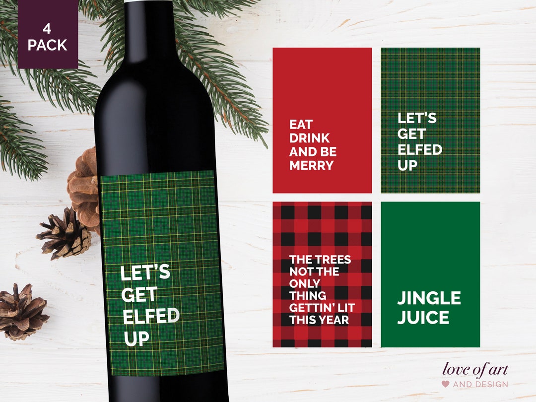 Christmas Wine Bottle Label - Funny Holiday Wine Label - Personalized ...