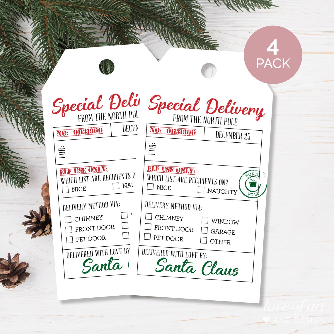 Santa Gift Tag North Pole Delivery Tag Holiday Tag - Etsy Canada
