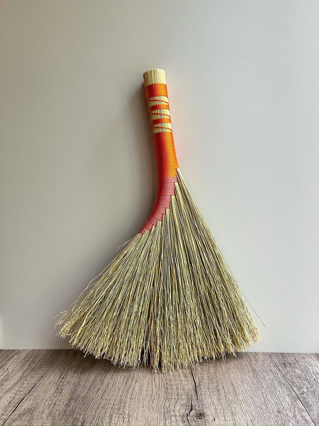 Turkey Wing Hand Broom With Two-tone Handle | Orange & Coral Pink - Etsy