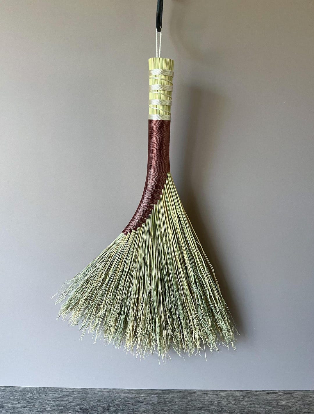 Turkey Wing Hand Broom With Two-tone Handle | Ivory & Rosy Chestnut ...