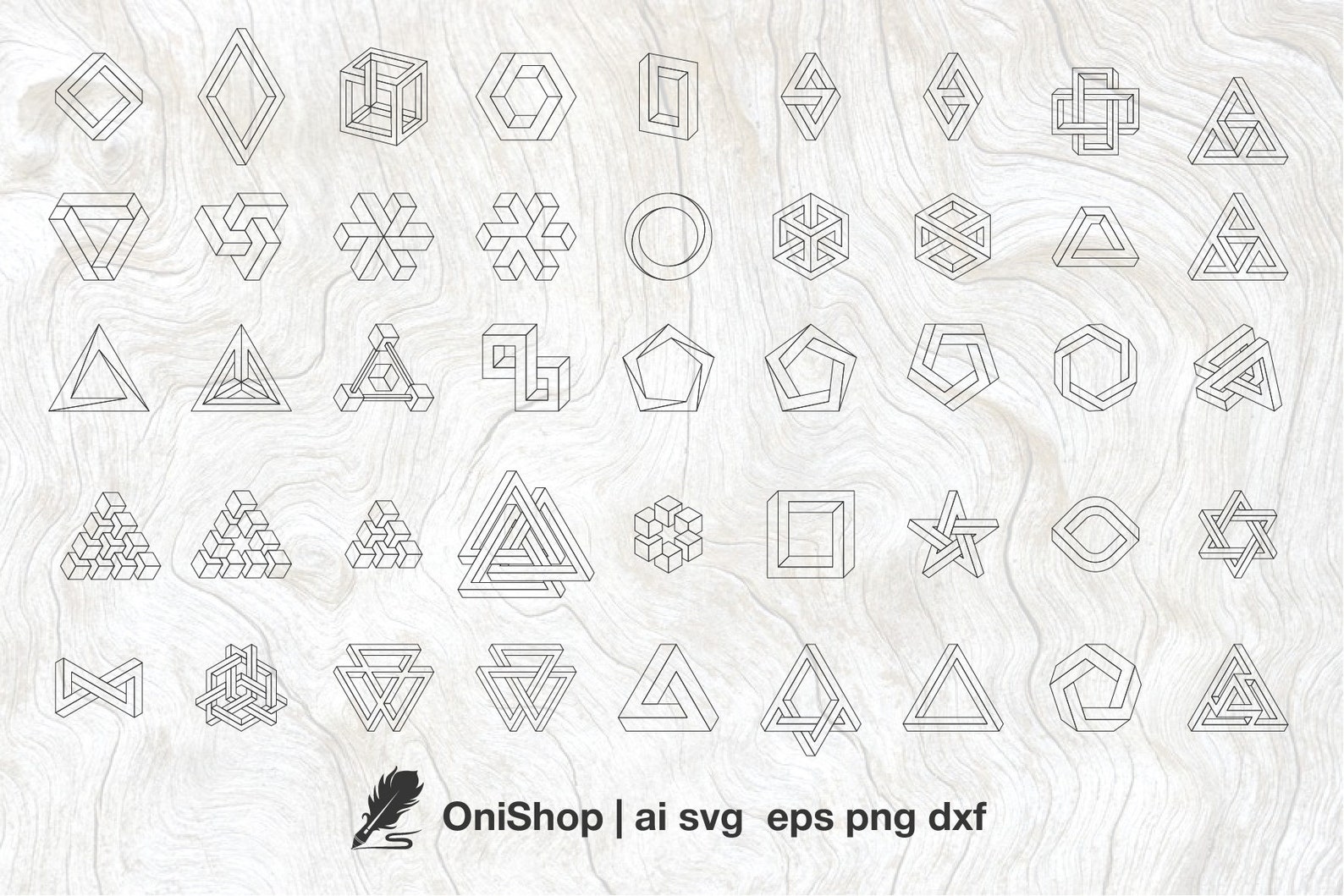 Impossible Geometry Objects Svg Bundle, 45 Impossible Shapes , Svg Ai ...