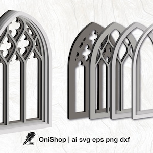 Gothic Window Layered SVG, 3D Church Window Vector DXF, Cathedral ...