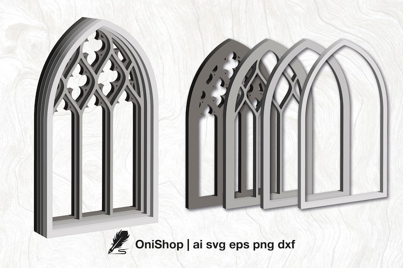 Gothic Window Layered SVG 3D Church Window Vector DXF - Etsy