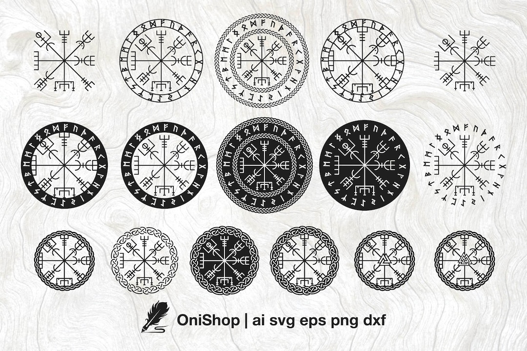 Viking Compass Vegvísir Svg 16 Options Pack, Viking Wall Decor, Viking ...