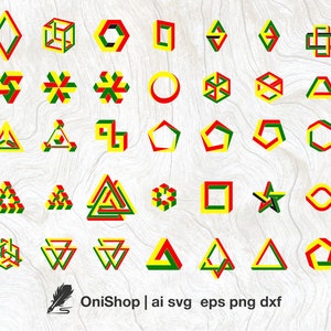Impossible Geometry Objects Svg Bundle, 45 Impossible Shapes , Svg Ai ...