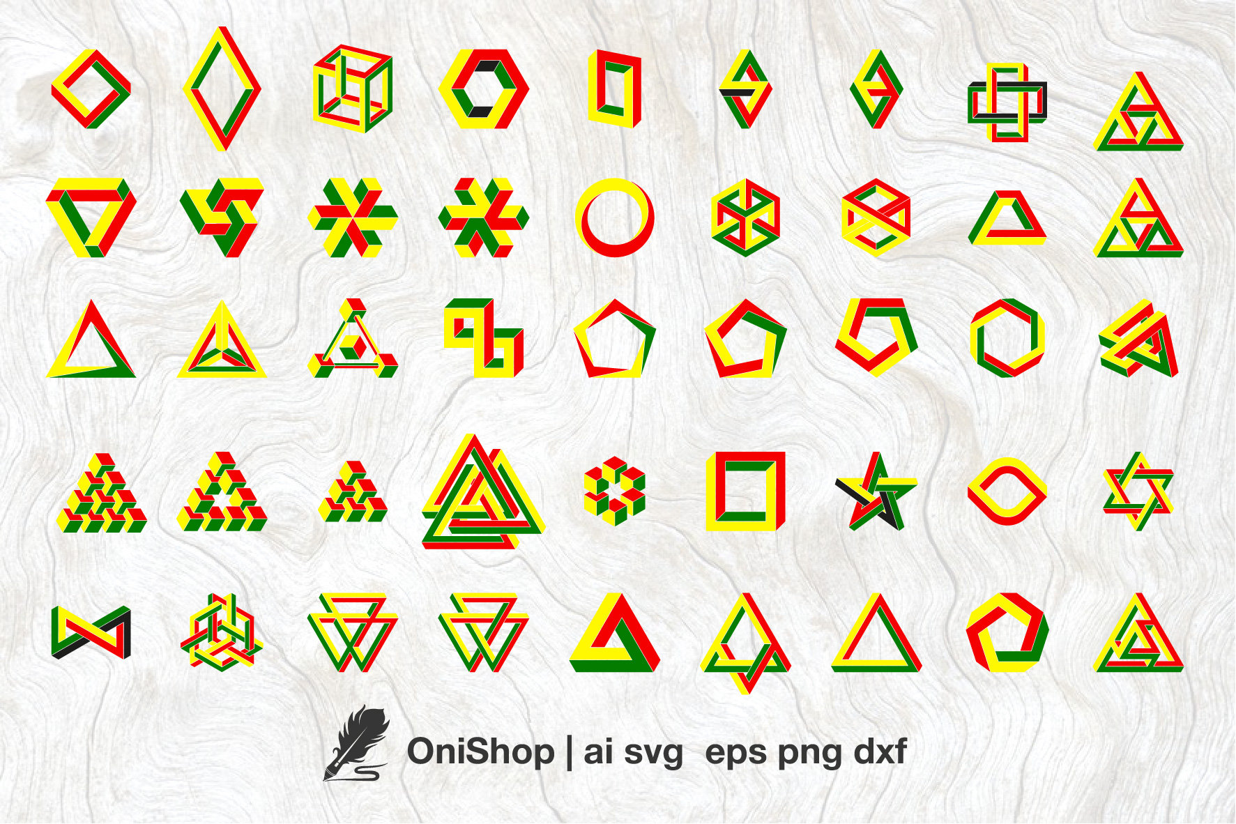 Impossible Geometry Objects Svg Bundle, 45 Impossible Shapes , Svg Ai ...