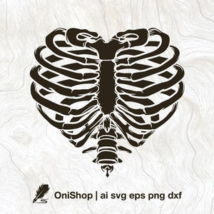 Skeleton Rib Heart Svg Bundle, 6 Options , Rib Cage Heart, Heart ...