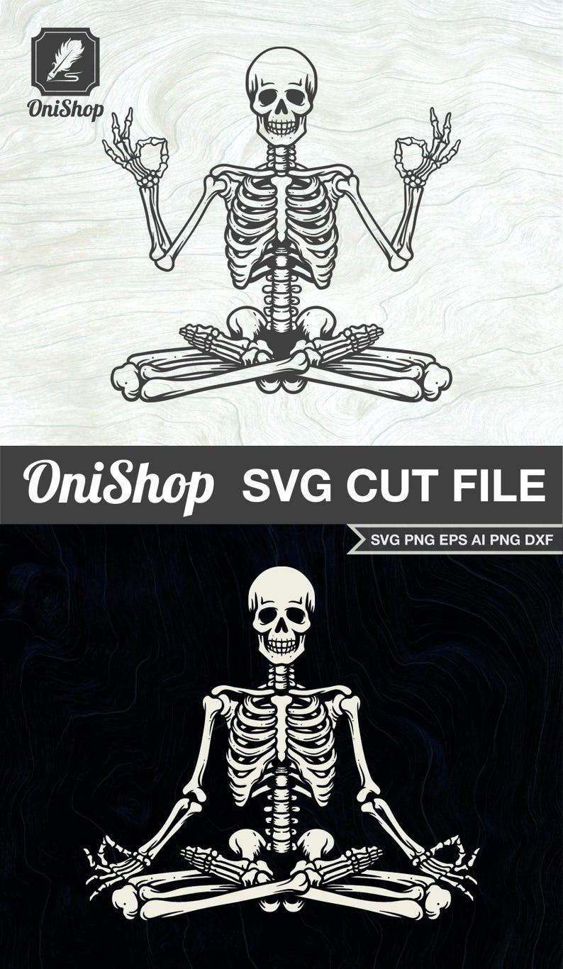 Skeleton Meditates Svg 4 Variation, Skeleton Doing Yoga Svg, Yoga ...