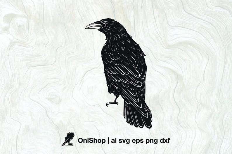 Raven Linocut Stile Clipart. Crow SVG, Witch Wall Decor, Gotic Bird, Ai ...