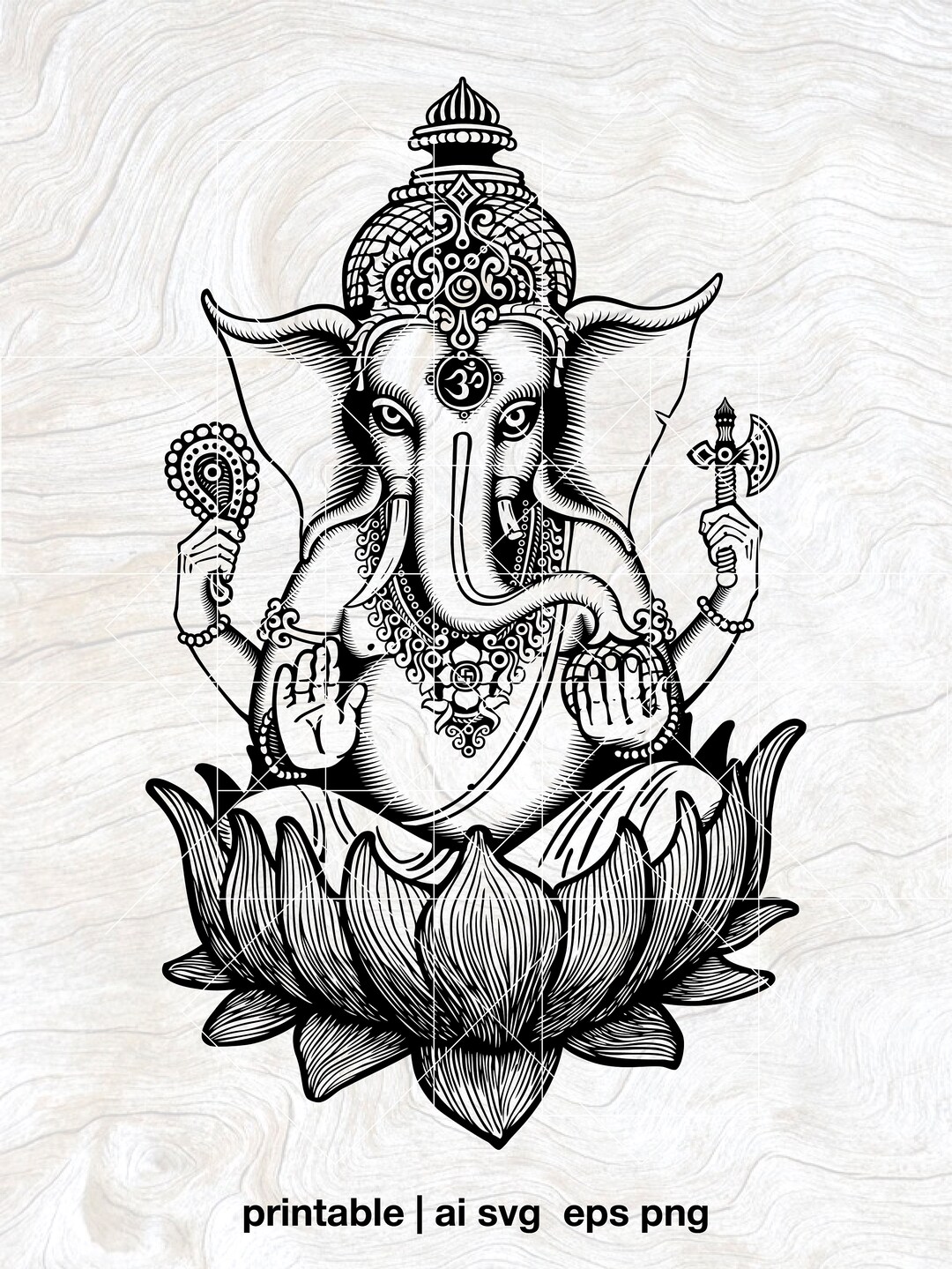 Ganesha SVG, Lord Ganpati, Yoga Clipart Printable Lazer Cut Ai Eps Png ...