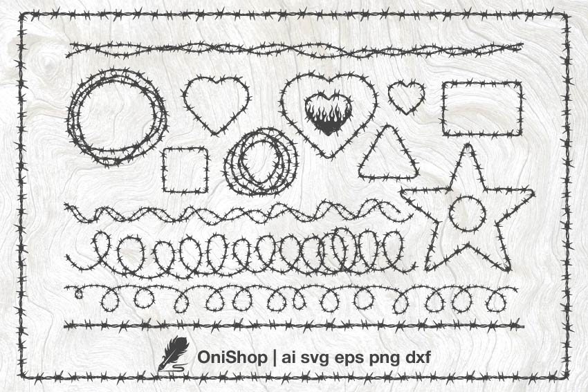Barbed Wire Svg, Barbed Wire Heart, Fencing Svg, Jail Wire Border ...