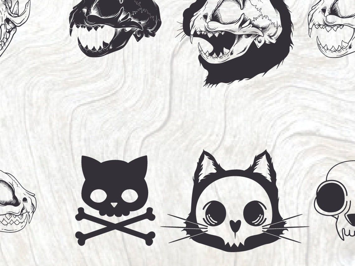 Cat Skull SVG Bundle Cat Skull Pack Cat Skull Vector Cat - Etsy