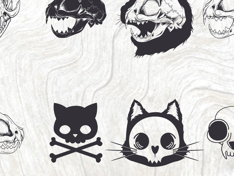 Cat Skull SVG Bundle, Cat Skull Pack, Cat Skull Vector, Cat Skull Laser ...