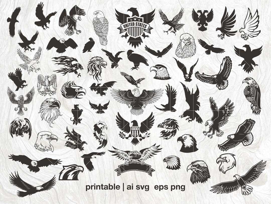 Eagle Vector Pack Clipart, 55 Eagles, Eagle Svg, Available for Laser ...