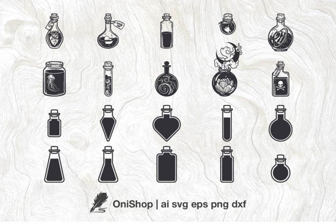 50 Spell Jars Svg Bundle, Magic Potion Bottle, Mystical Clipart ...