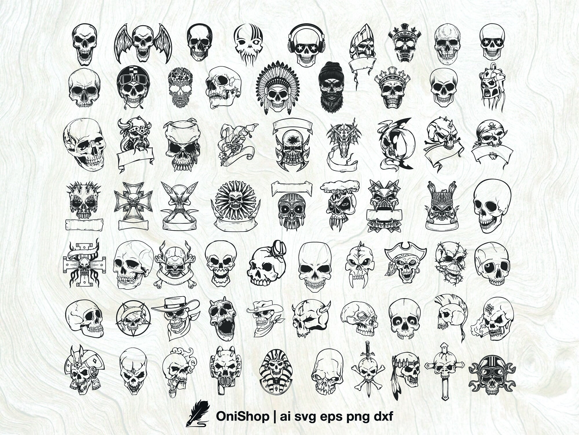 Skull Vector Bundle Skulls Pack Skull Svg Skull Art Skull - Etsy