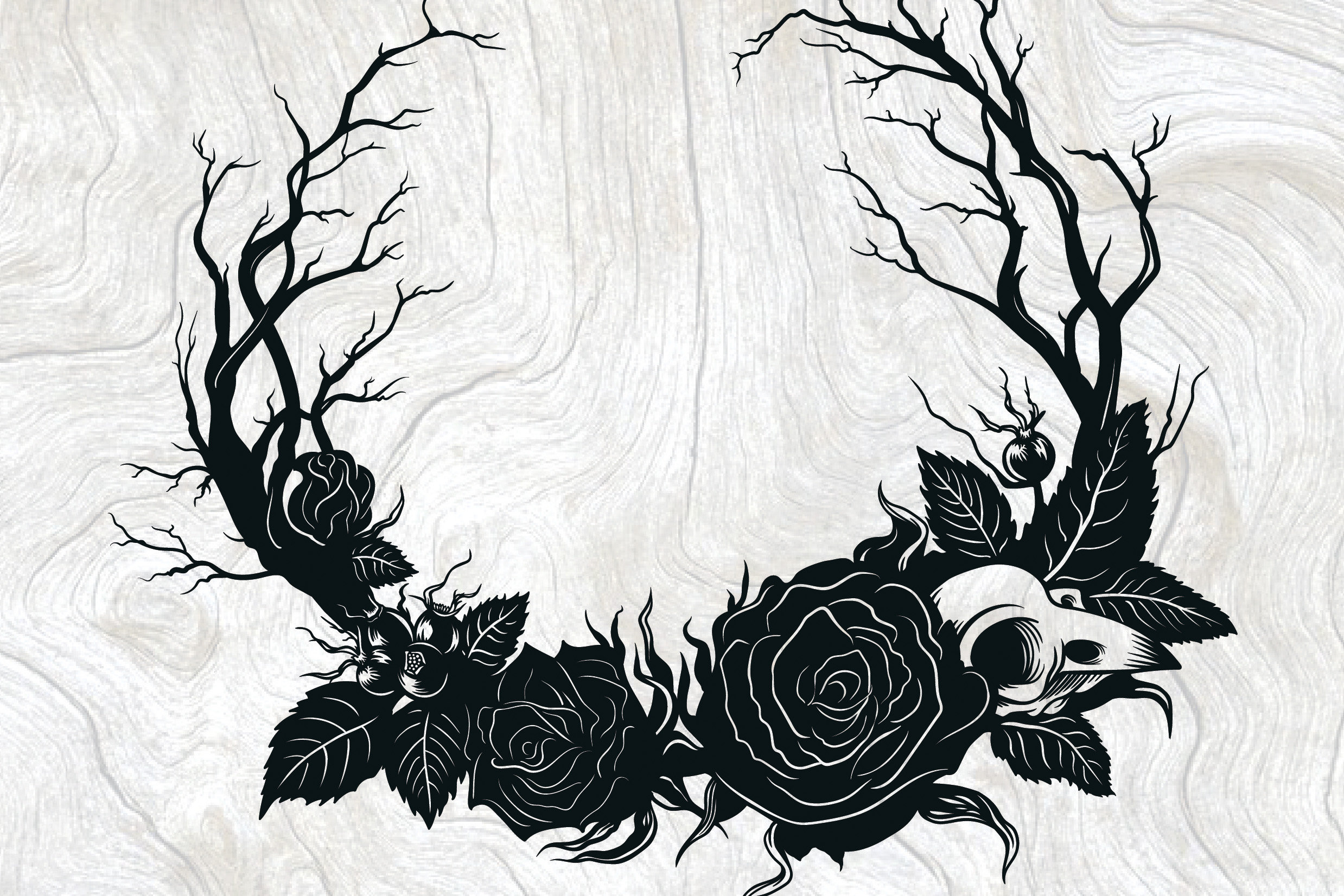 Gothic Roses Wreath Witchy Wreath Svg Laser Cut Clipart - Etsy