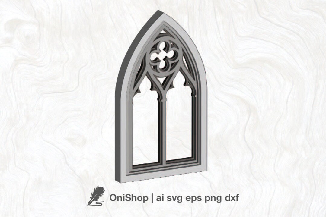 Gothic Window Layered SVG, 3D Church Window Vector DXF, Cathedral ...