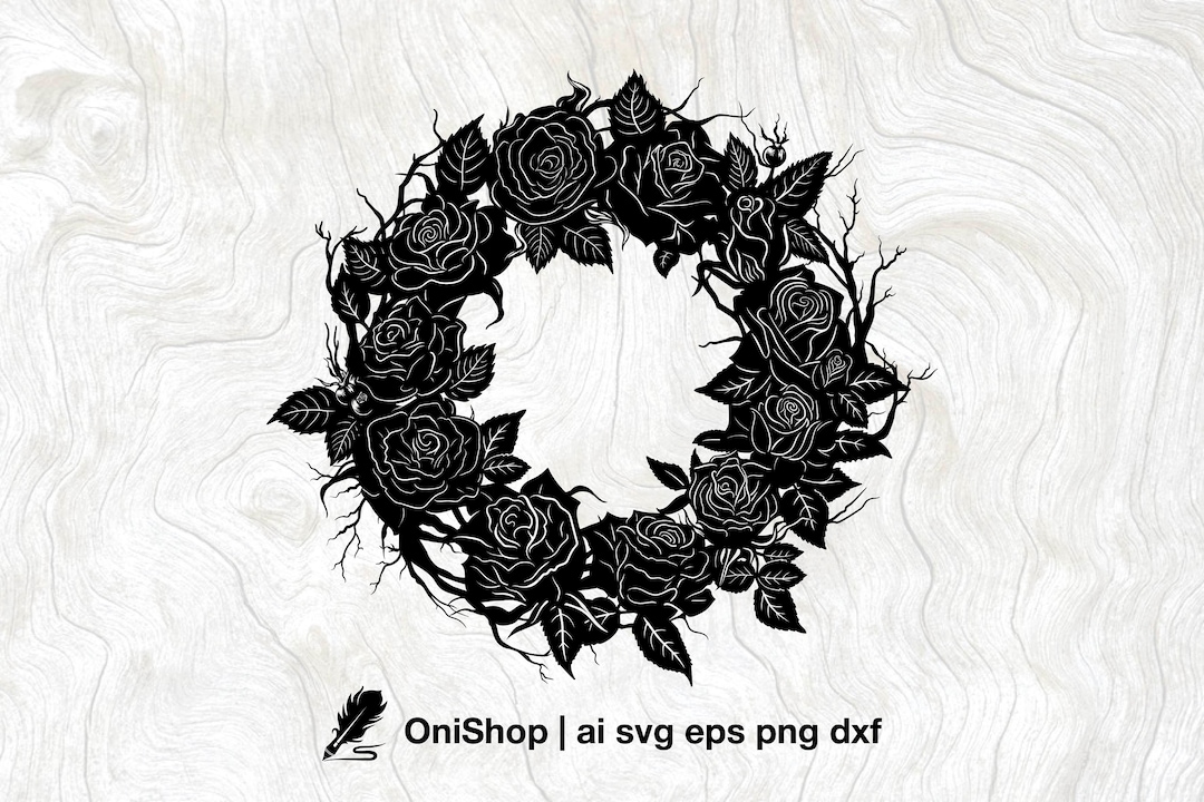 Roses Wreath Svg, Gothic Rose, Witchy Wreath Svg, Roses Wreath, Flowers ...