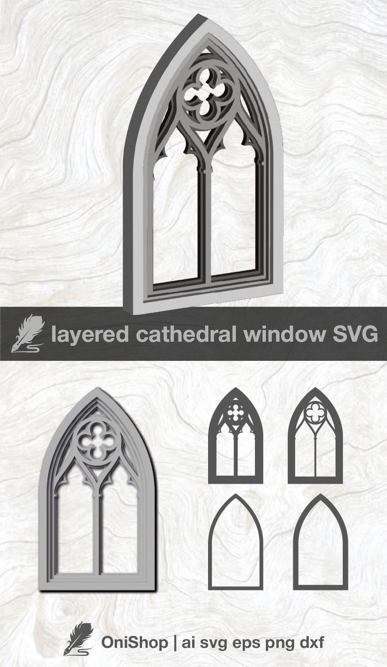 Gothic Window Layered SVG, 3D Church Window Vector DXF, Cathedral ...