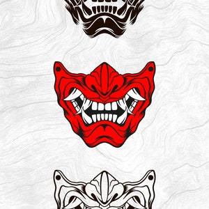 Oni Mask SVG, Demon Svg, Tattoo Svg, Japanese Art, Samurai Svg ...