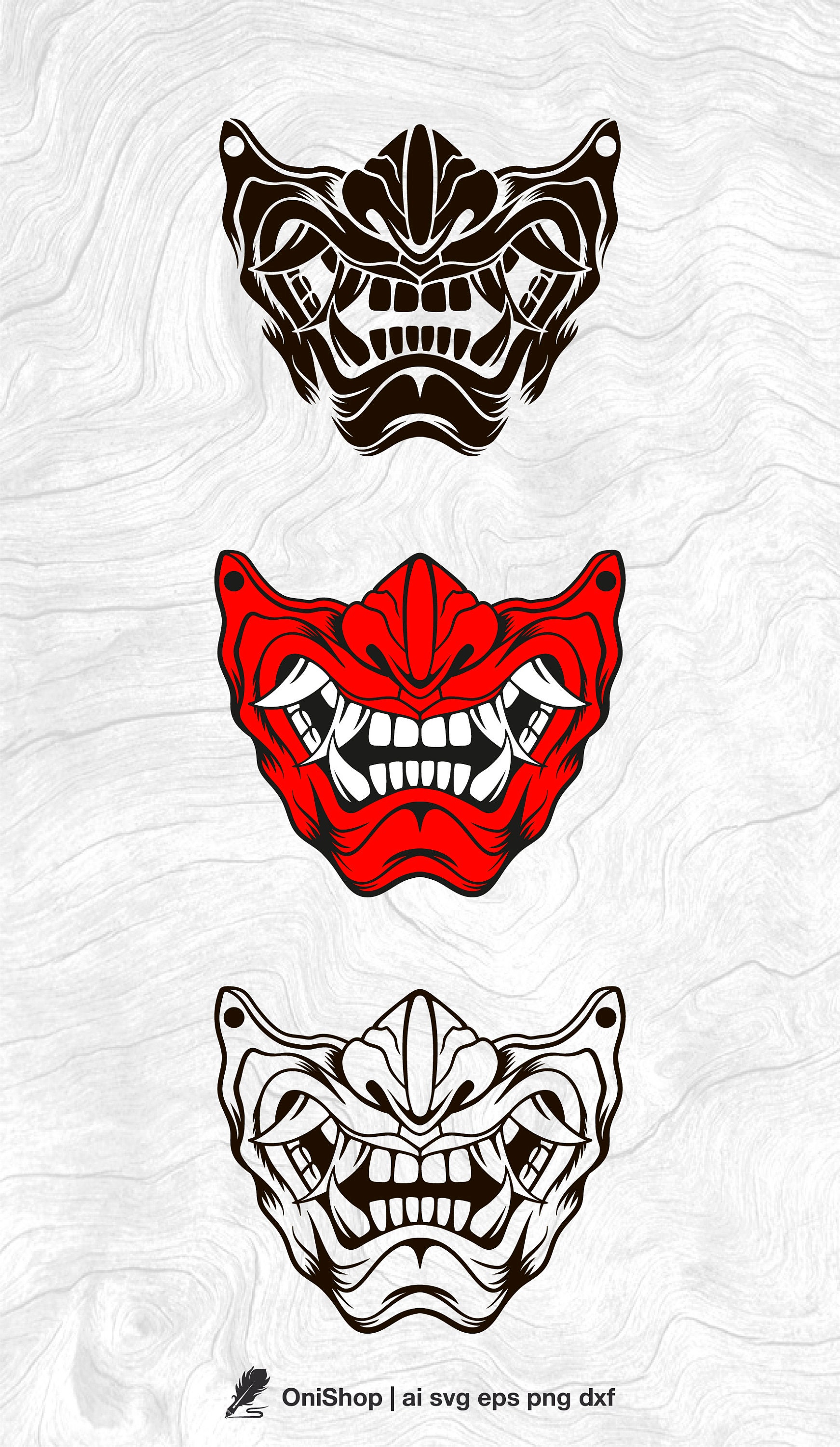 Oni Mask SVG, Demon Svg, Tattoo Svg, Japanese Art, Samurai Svg ...
