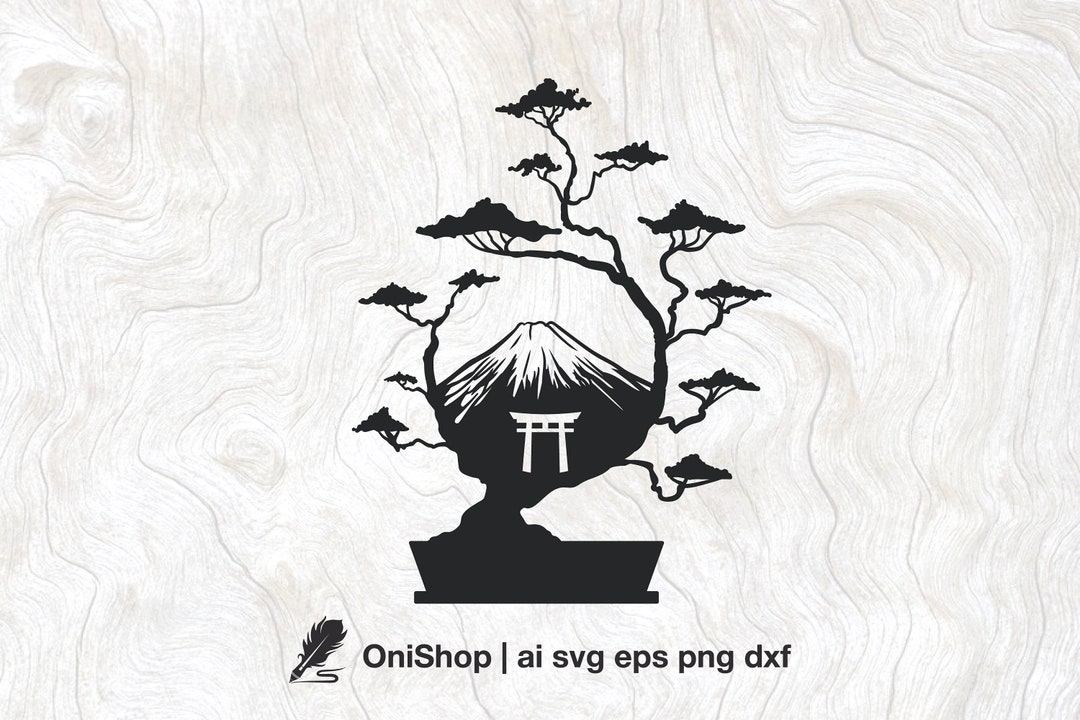 Bonsai SVG, Torii Gate SVG, Fuji Mountain SVG, Japanese Art, Silhouette ...
