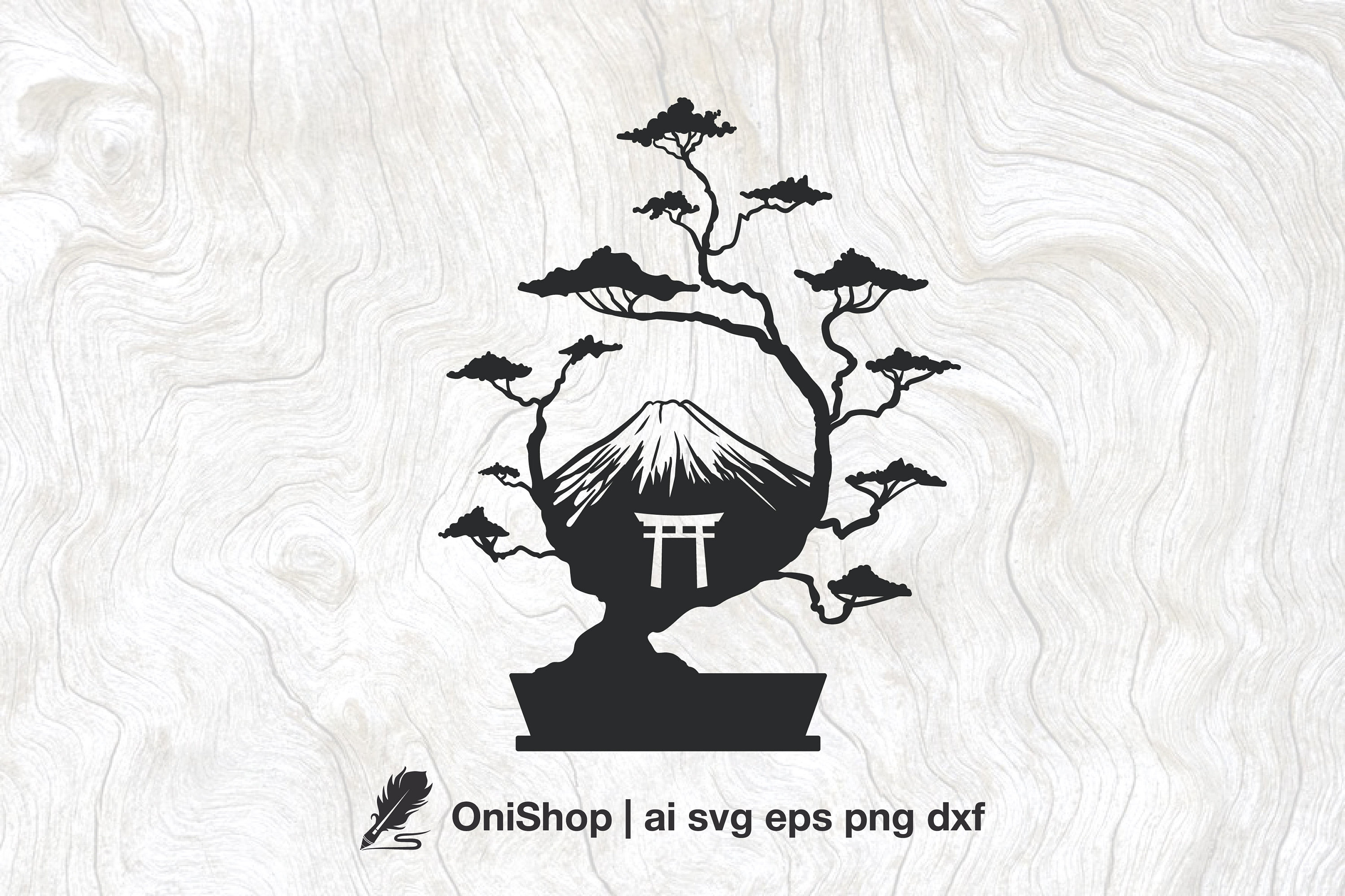 Bonsai SVG, Torii Gate SVG, Fuji Mountain SVG, Japanese Art, Silhouette ...