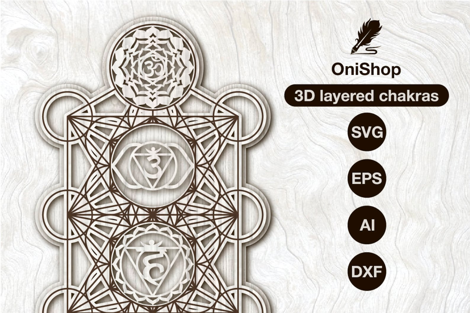 Vector de chakras en capas 3D Chakra svg / Merkaba art / - Etsy España