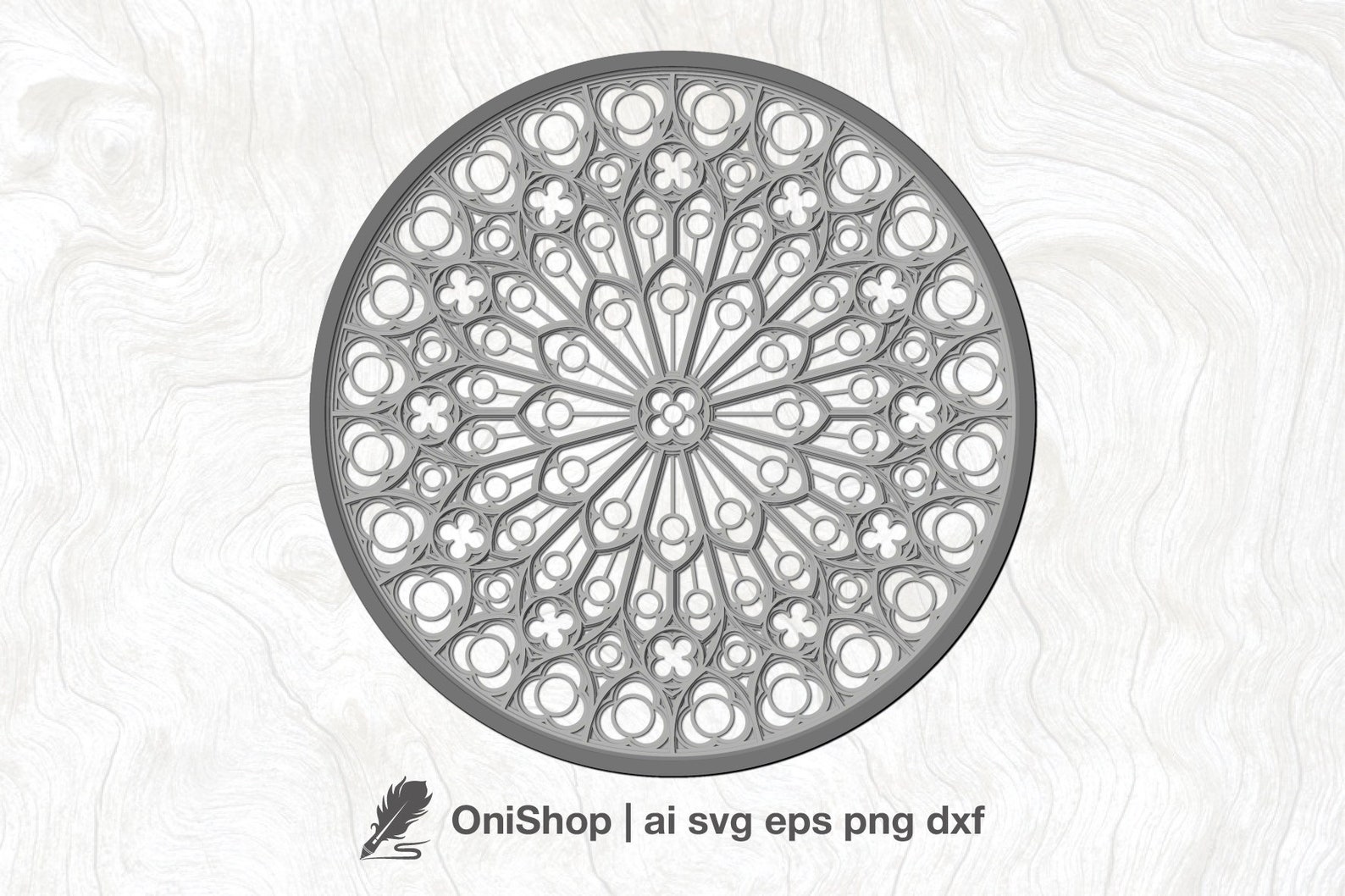 Gothic Rose Window, 5 Layer SVG, 3D Church Roze Window Vector DXF ...
